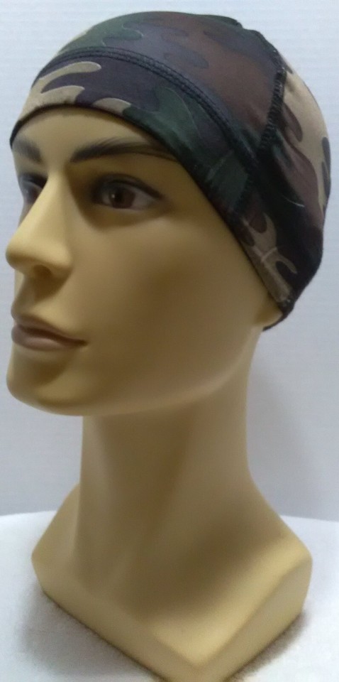 camo spandex Dome cap man Hat skull BIKER HEAD LINER football sport ...