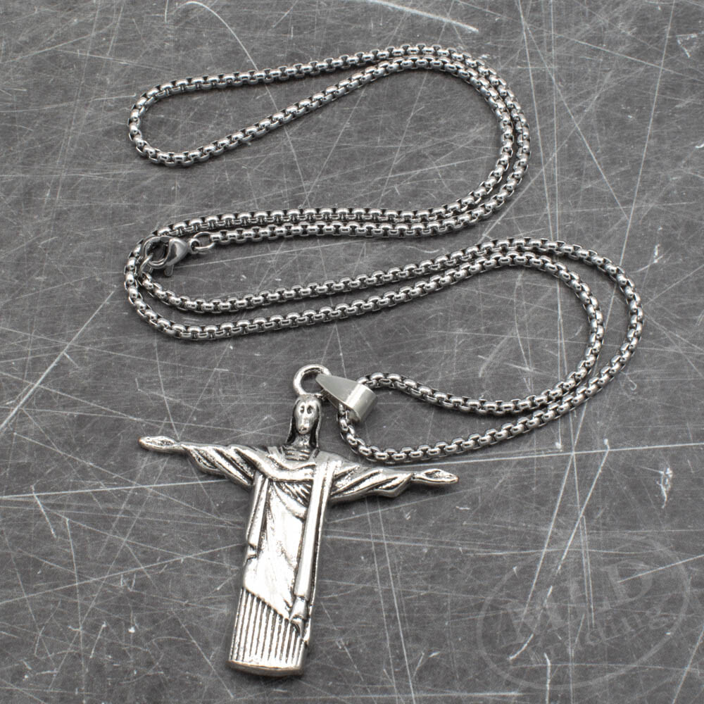 Jesus Christ The Redeemer Cross Pendant Necklace 24" Chain Catholic ...