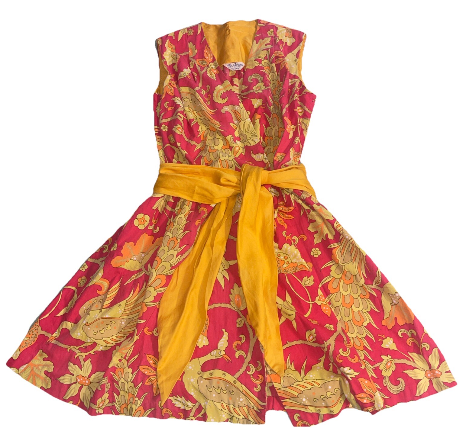 Vintage 1940/50s SWIRL Psychedelic Floral Print Cott… - Gem