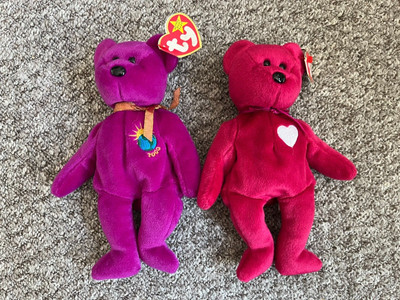 2 Vintage Ty Beanie Bears - Valentina and Millennium - Ex Condition ...