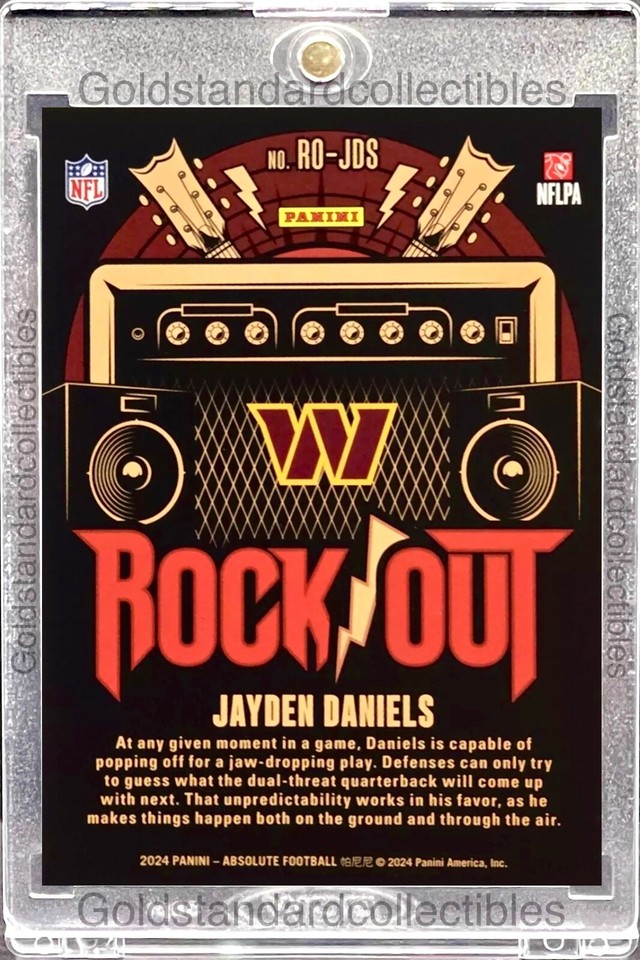 Jayden Daniels RARE ROOKIE ROCK OUT FOIL INVESTMENT CARD SSP PANINI ROY ...
