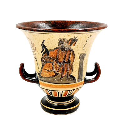 Ancient Greek Krater 12,5cm,Shows God Zeus,Greek Pottery | eBay