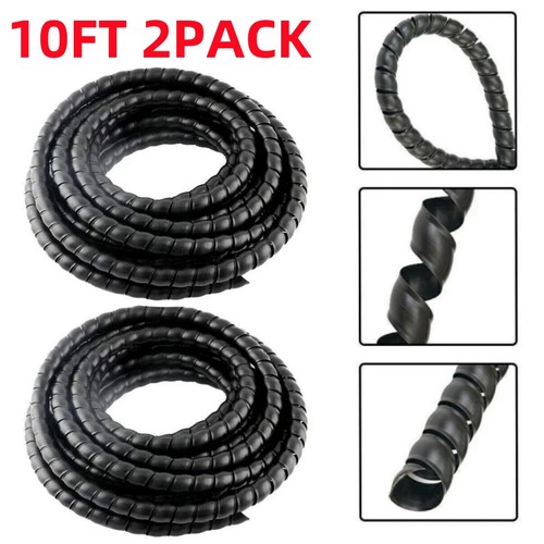 2Pc 3/4 Hydraulic Hose Spiral Wrap 10ft Wire Protector Guard Cable ...