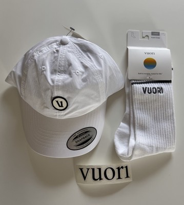 Vuori V1 Patch Hat & Pair of Vuori Crew Socks in white | eBay UK