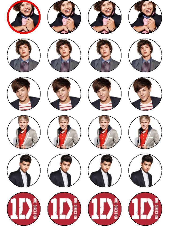 One Direction Cupcake Toppers