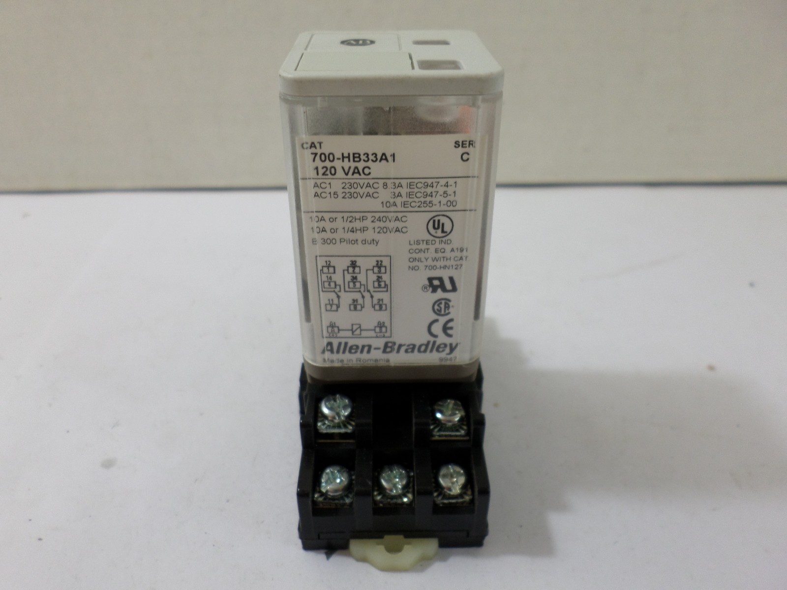 Used Allen Bradley 700-HB33A1 Ser C 120VAC Relay W/ 700-HN127 Base | eBay