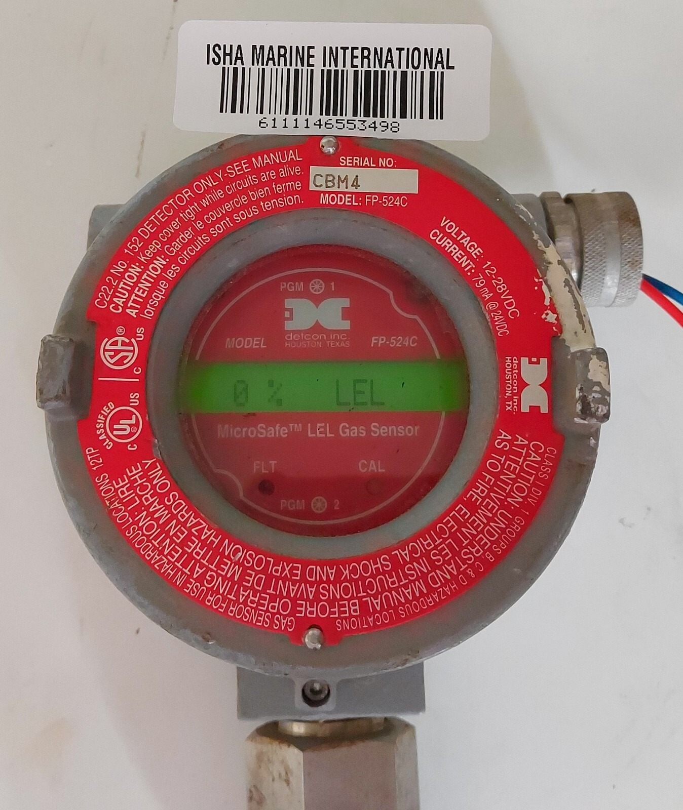 DETCON INC FP-524C MICROSAFE LEL GAS SENSOR CBM4 GAS DETECTOR FP524C | eBay