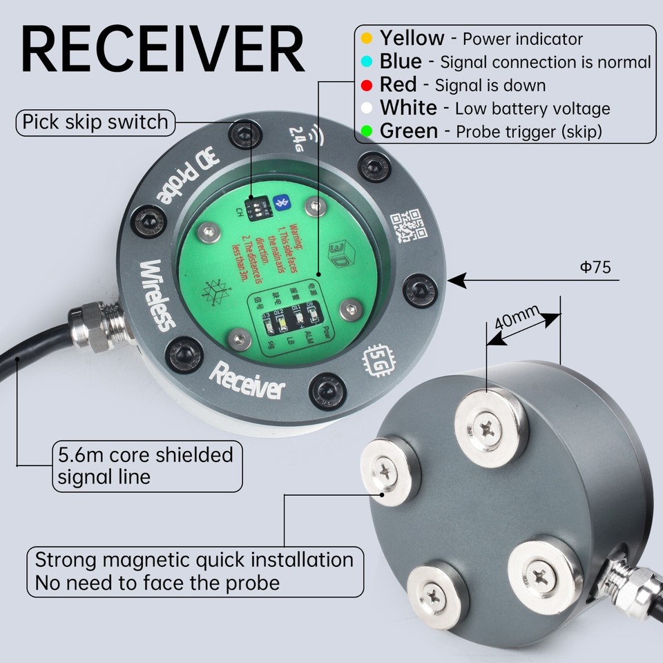 CNC Machine Tool Setter Infrared Wireless Photoelectricity Probe 3D ...
