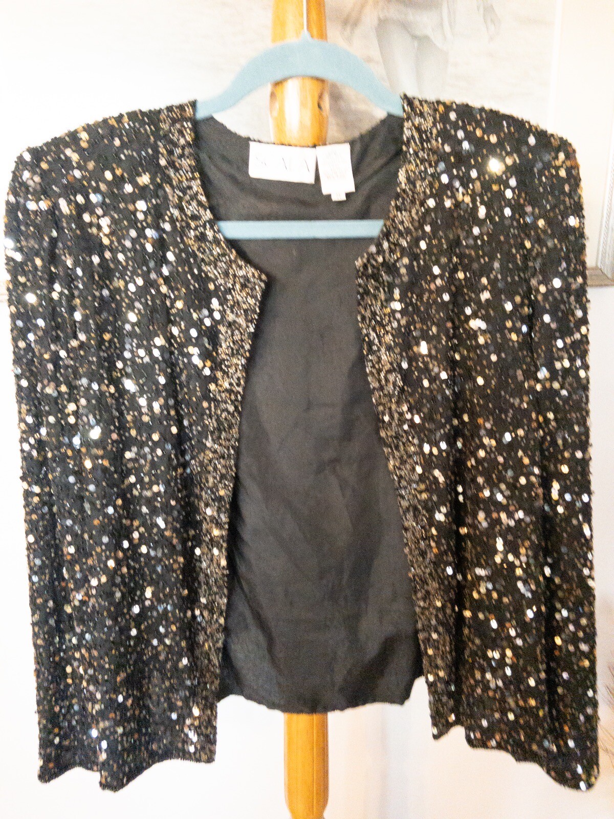 Vintage Scala Beaded Sequined Black Jacket, 100% Silk,Medium, Perfect ...