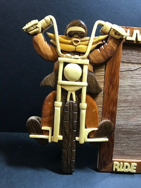 Hand crafted 3D Intarsia Wood Art MOTORCYCLE Picture Photo Frame | eBay