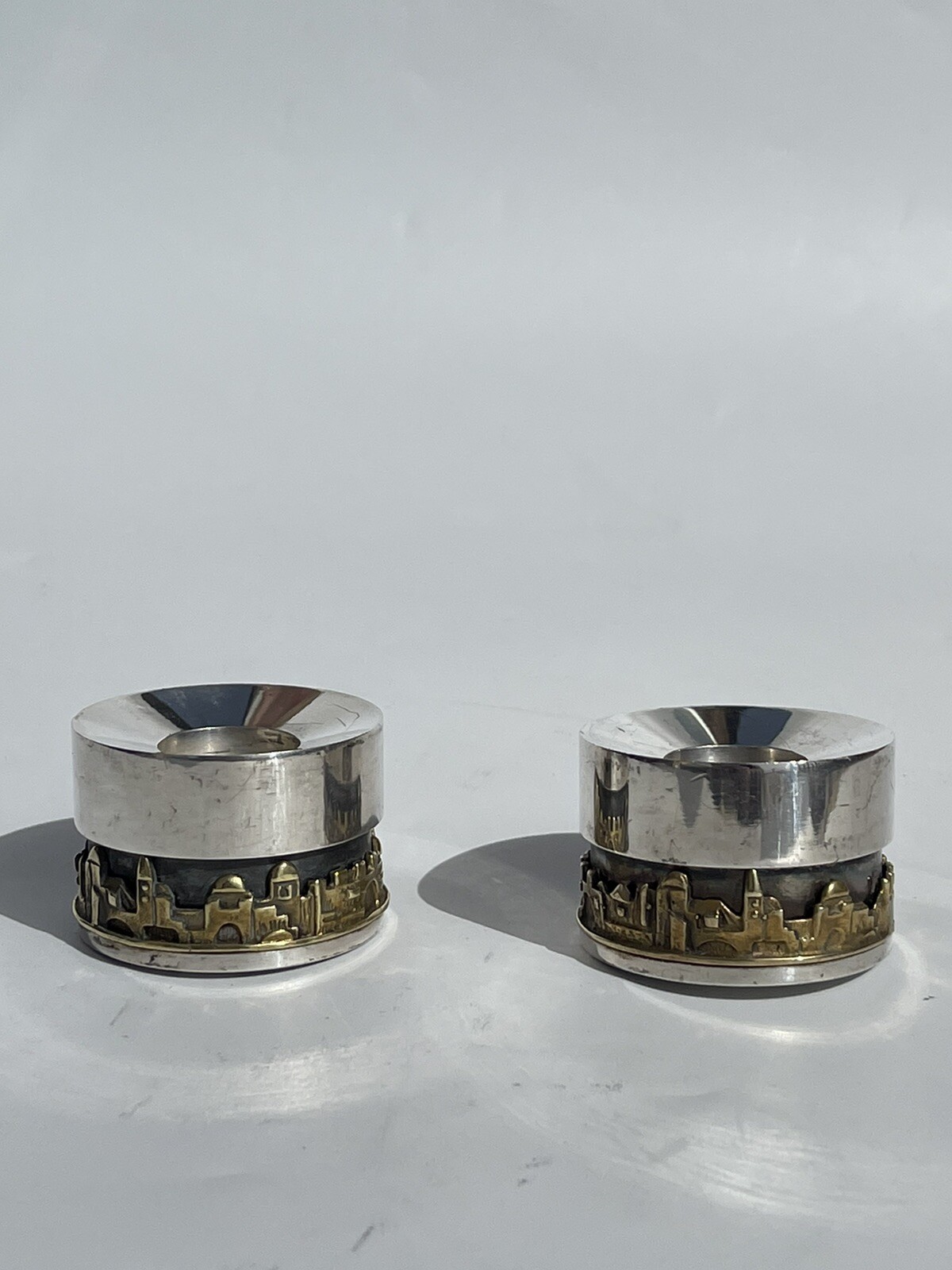 israeli vintage modern judaica bier candlesticks Jewish Art Candelabra ...