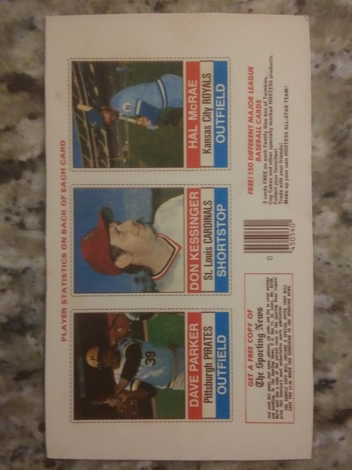 1976 Hostess Cards Cutout panels set of (4) x 3 Schmidt, Winfield ...