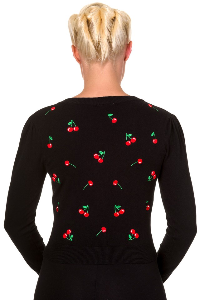 Banned Cherry Cardigan Retro Black Top Rockabilly 50's Pin Up Vintage ...