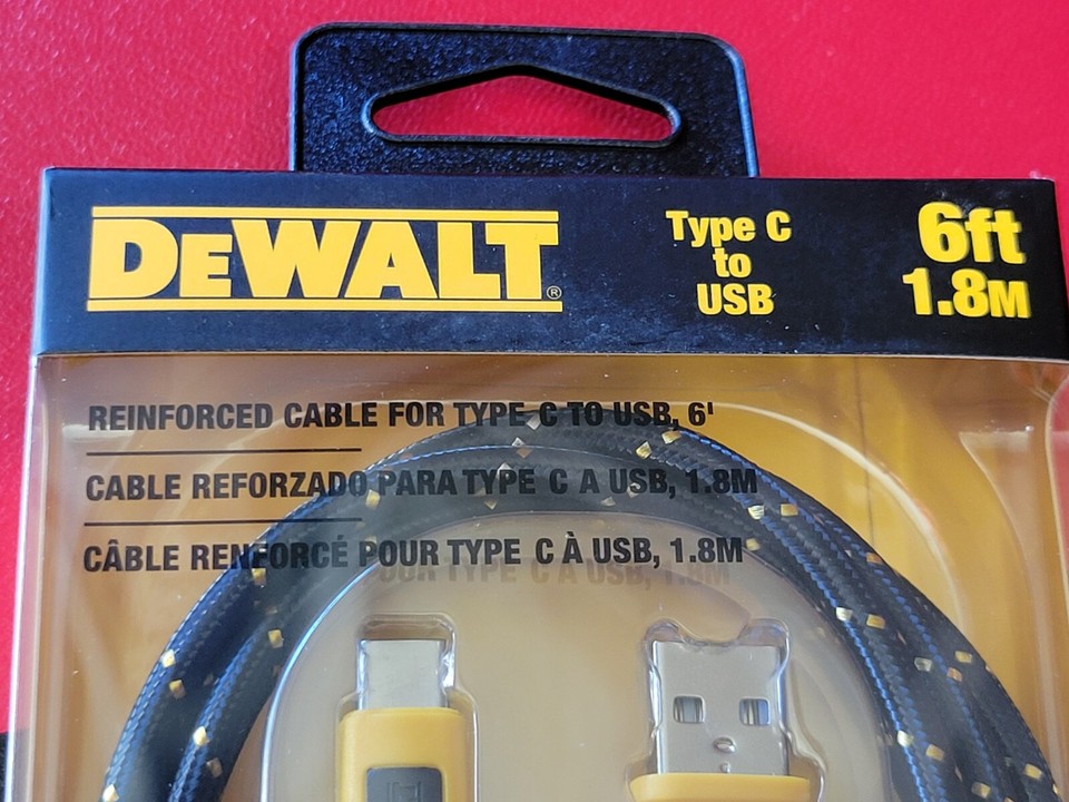DEWALT DXMA1311348 Reinforced Braided Cable for USB-A to USB-C 6 ft. | eBay