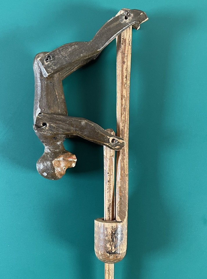 Antique Climbing Wood Monkey Mechanical Articulated Stick Toy Primitive ...