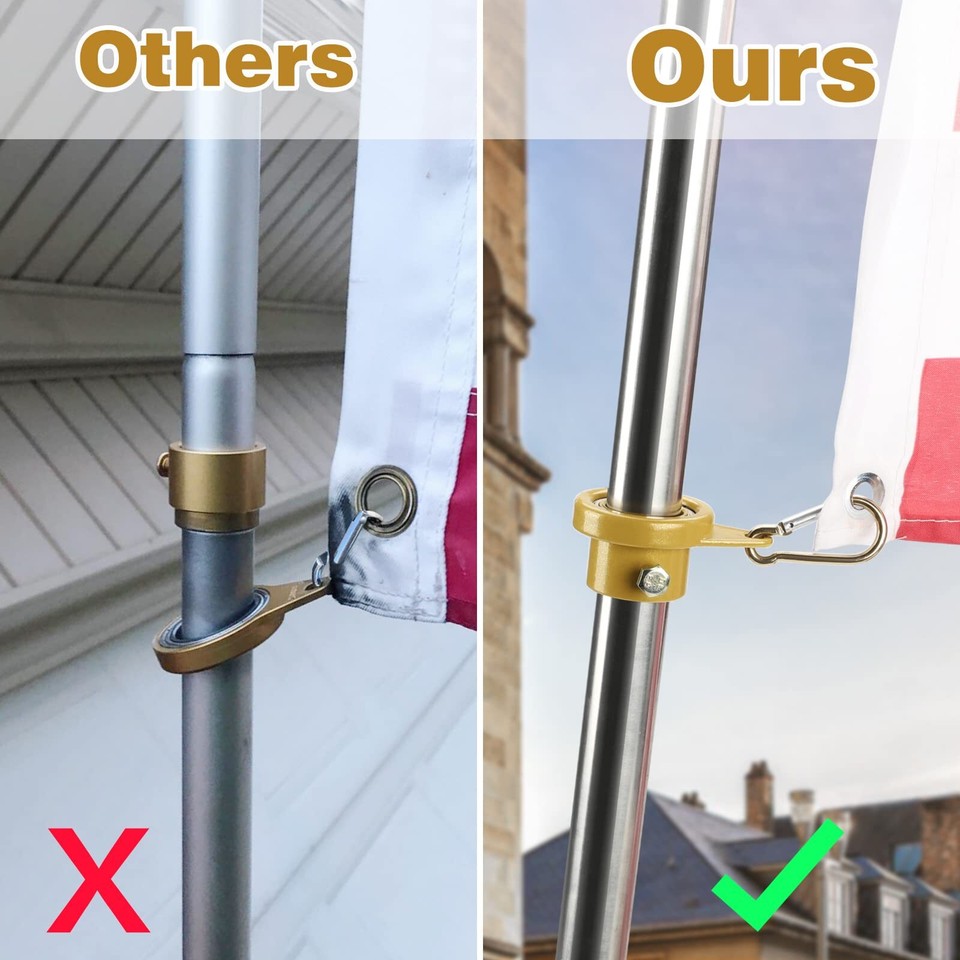 Flagpole Rotating Clips Swivel Rings Anti-Wrap Tangle Free with ...