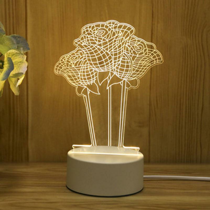 3D Illusion Lamp 7 Colors LED Night light USB Touch Small Table Lamp ...