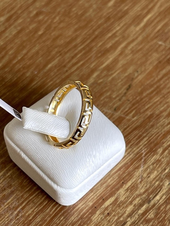 Unisex all around meander ring 14k yellow gold | greek key handmade ...
