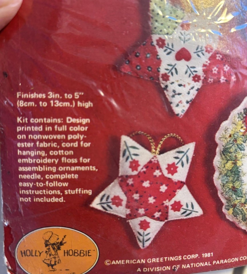 Set of 8 Vtg Holly Hobbie Snip & Stuff Christmas Ornaments Needle craft ...