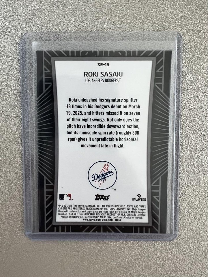 2025 Topps Chrome Baseball Roki Sasaki Shadow Etch Used, MLB Dodgers ...