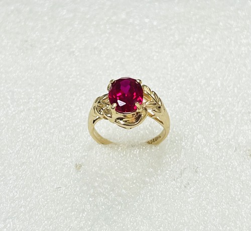 10k Solid Yellow Gold 1 Ct. Oval Ruby Ladies Ring Size 6.5 | eBay