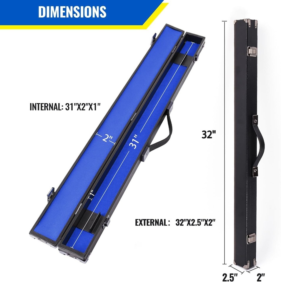 GSE 1x1 Hard Billiard Pool Cue Hard Box. 1/2 Cue Carry Case for 1 Butts ...