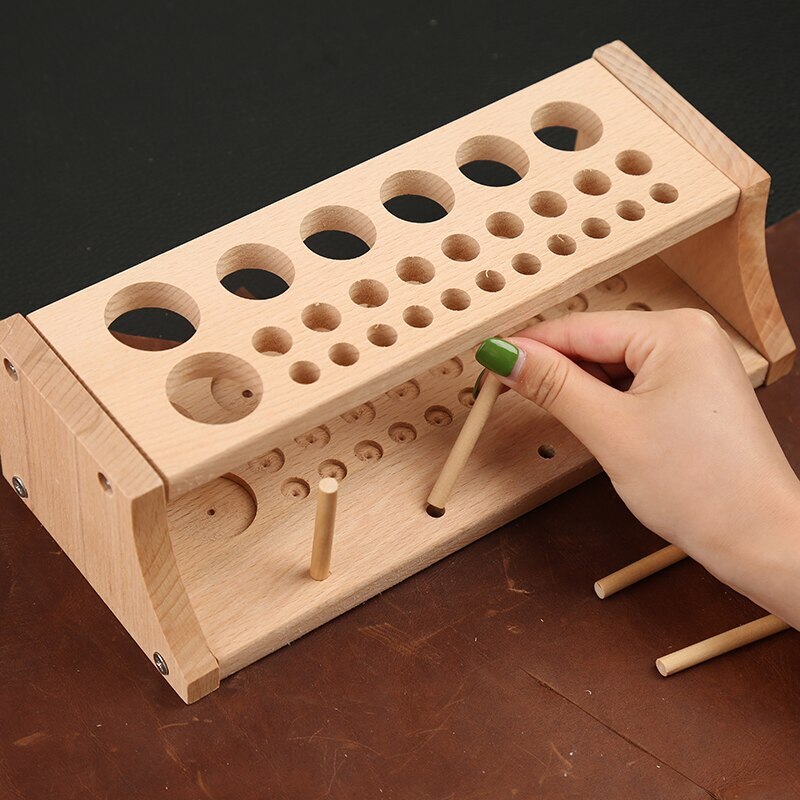 Wooden Leather Craft Tool Rack Stand Carving Punching Tools Holder ...