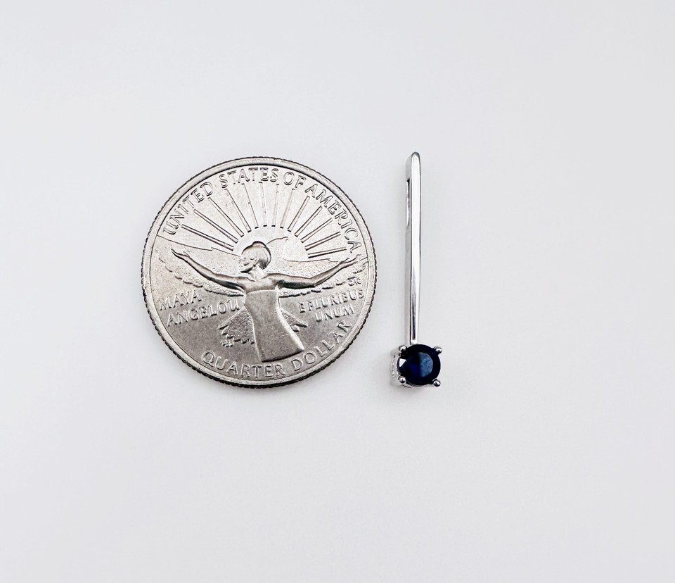 Estate Solid 10K White Gold .25ct Blue Sapphire Modern Linear Pendant ...
