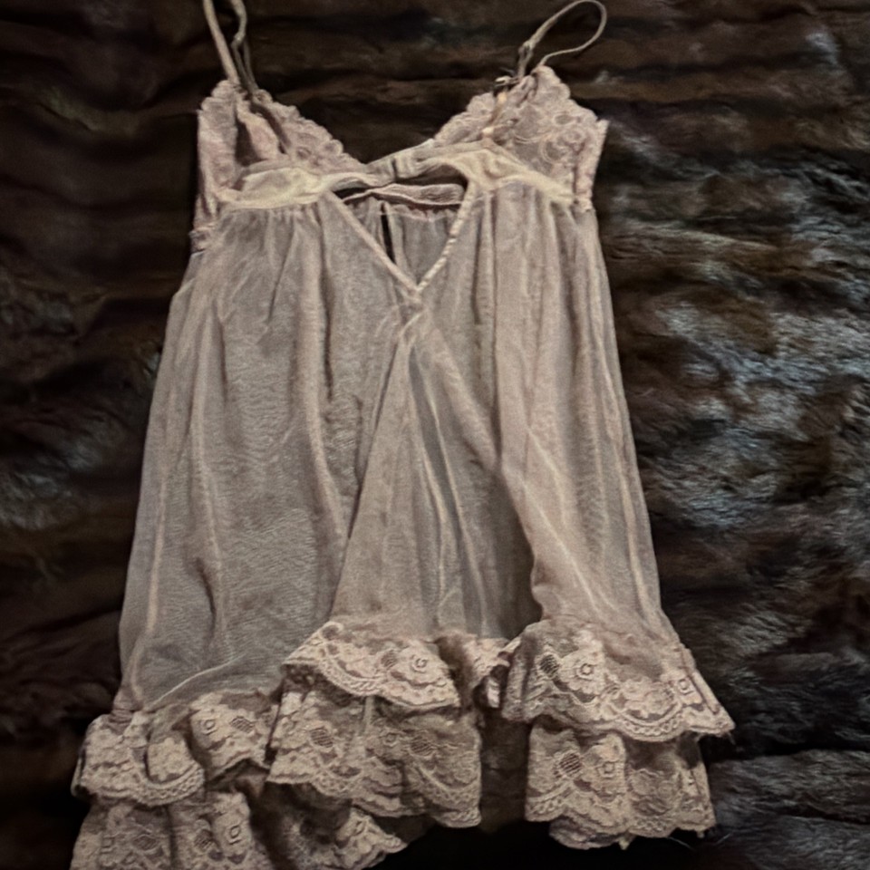 Victoria's Secret Sheer Mesh Babydoll Gown Front Slit Adj Straps XS ...