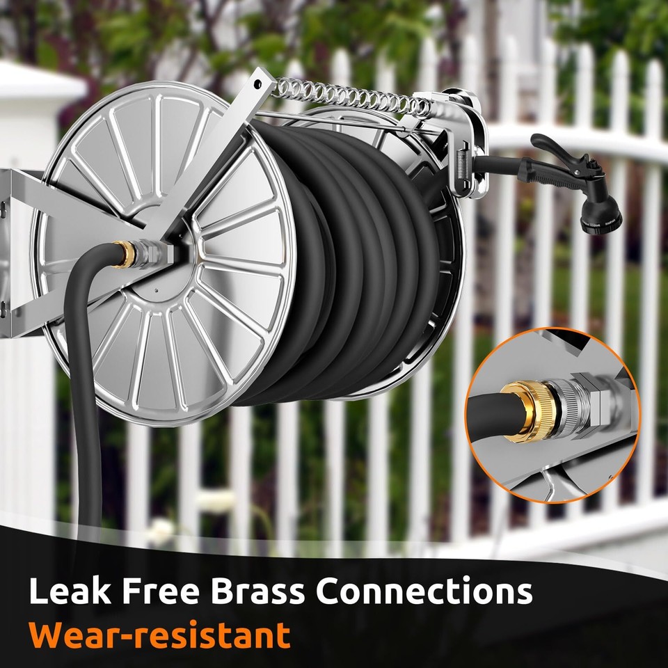 Marcytop Tools Heavy Duty Garden Water Hose Reel Wall Mounted ...