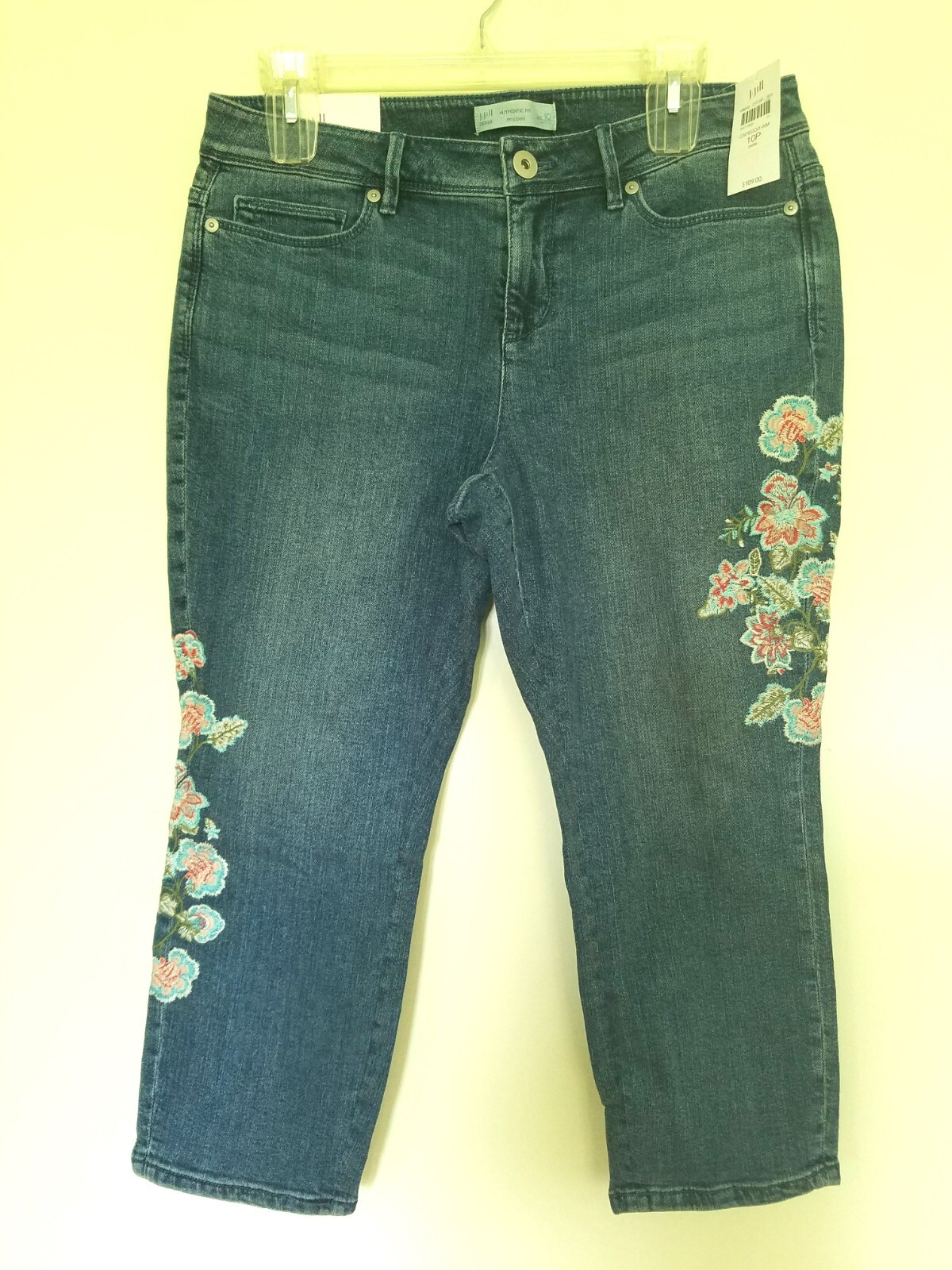J. Jill Denim Crops 10P Embroidered Authentic Fit Cape Cod Wash New ...