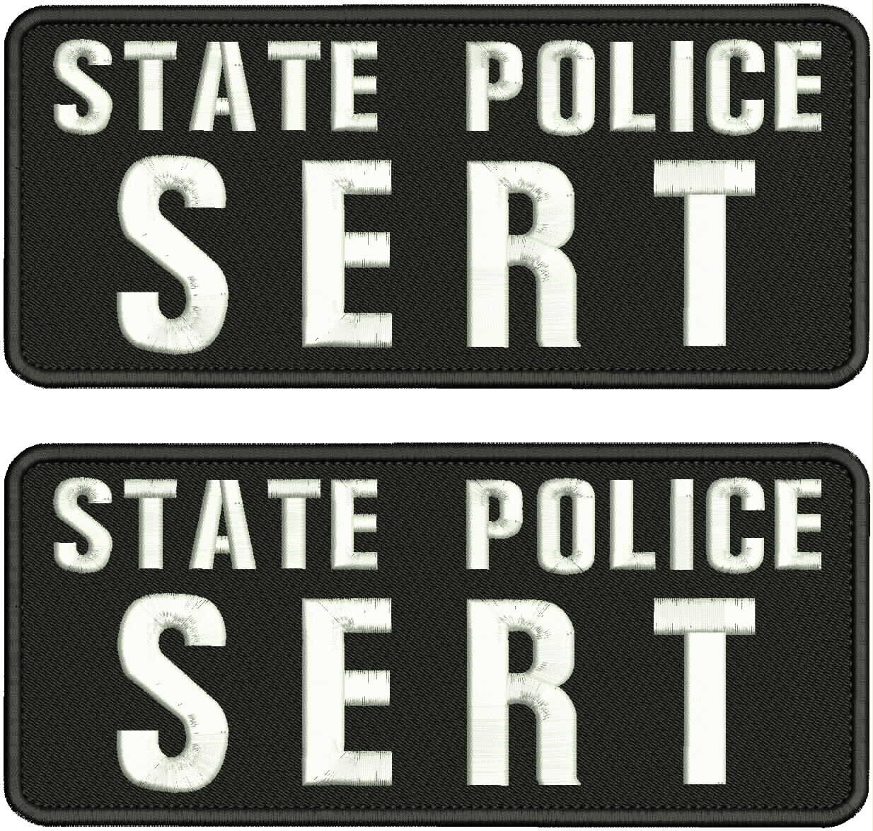 State Police Sert 2 Embroidery Patches 4x10'' Hook White Letters | eBay