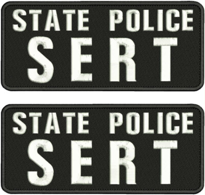 State Police Sert 2 Embroidery Patches 4x10'' Hook White Letters | eBay