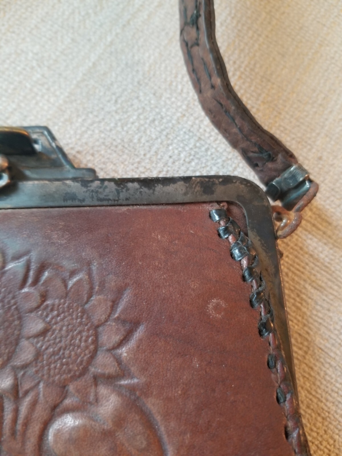 Antique 1910's Roy Croft Hand Tooled Leather Floral Arts and Crafts ...