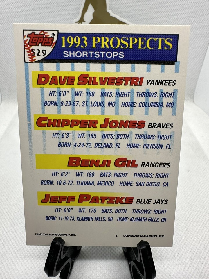 1993 Topps - Top Prospects #529 Dave Silvestri, Benji Gil, Chipper ...