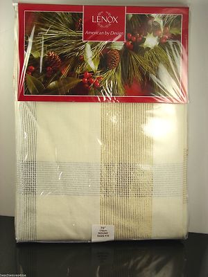 Lenox Linen American By Design Winter Woven Plaid 70" Round Tablecloth ...