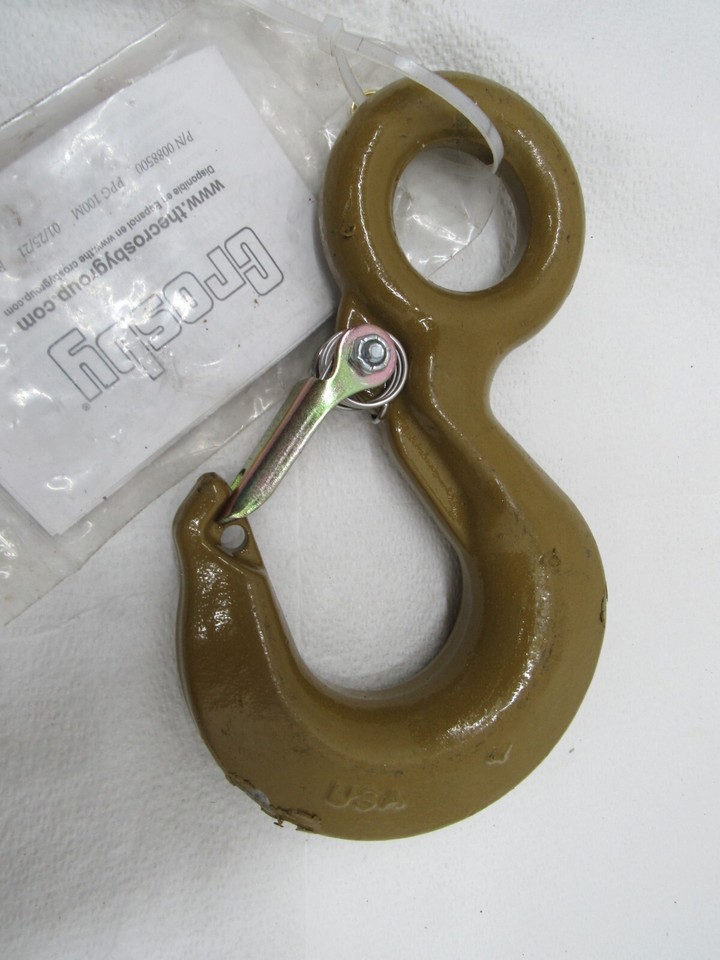 Crosby Hoist Hook 3 Ton Capacity w Safety Latch & Pin 0088500 Alloy ...