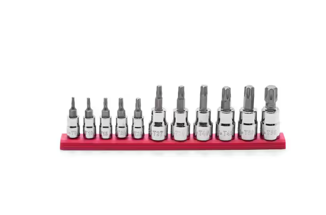 Husky 1/4 and 3/8 in. Drive Torx Bit Socket Set (11-Piece) HTXBS11PCSR ...