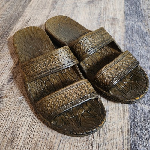Pali Hawaii Olive Green Brown Classic Slip On Slide Jandals Sandals ...