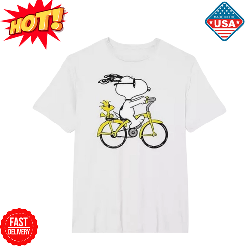 Peanuts - Snoopy & Woodstock Riding Bike T-Shirt S-5XL Multi Color | eBay