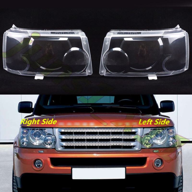 A Pair Front Headlight Clear Lens Cover+Lens Shell For Range Rover ...