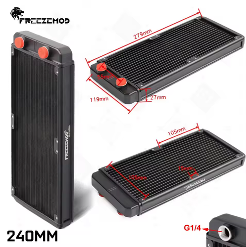 FreezeMod 240mm Aluminum Radiator PC Computer Water Cooling 27mm Thick ...