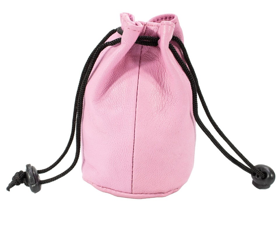 Soft Leather Round Drawstring Pouch Coin Soft Women Wrist Multiple ...