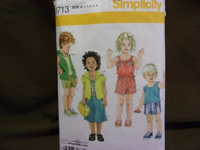 #3713 Simplicity Sewing Pattern Girls Top Shorts Gauchos Tank Top ...