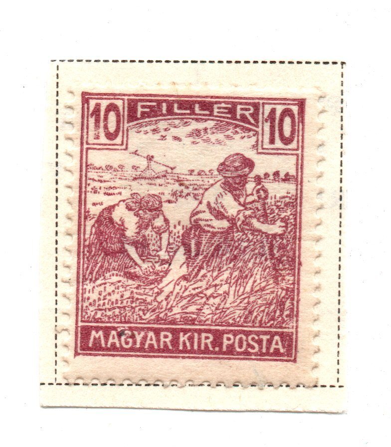 Hungary 1920-1924 Reaper "MAGYAR KIR.POSTA" 10f SC: 336 Lightly Hinged ...