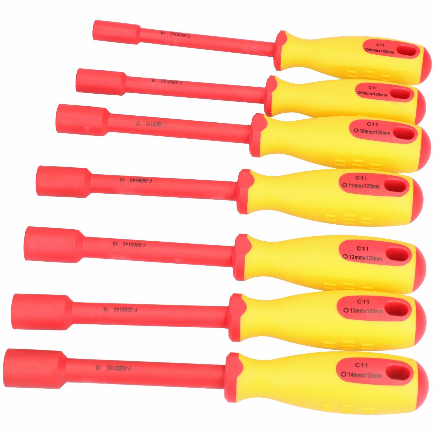 7pc Metric VDE Insulated Nut Driver Spinners Sockets for Hybrid ...