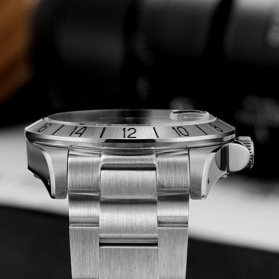 Men's GMT Dual Time Zone Automatic Dive Watch 37mm Sapphire Crystal ...