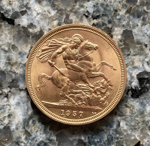 1957 British Gold Full 1 Sovereign-BU Condition-Great Britian-Estate ...