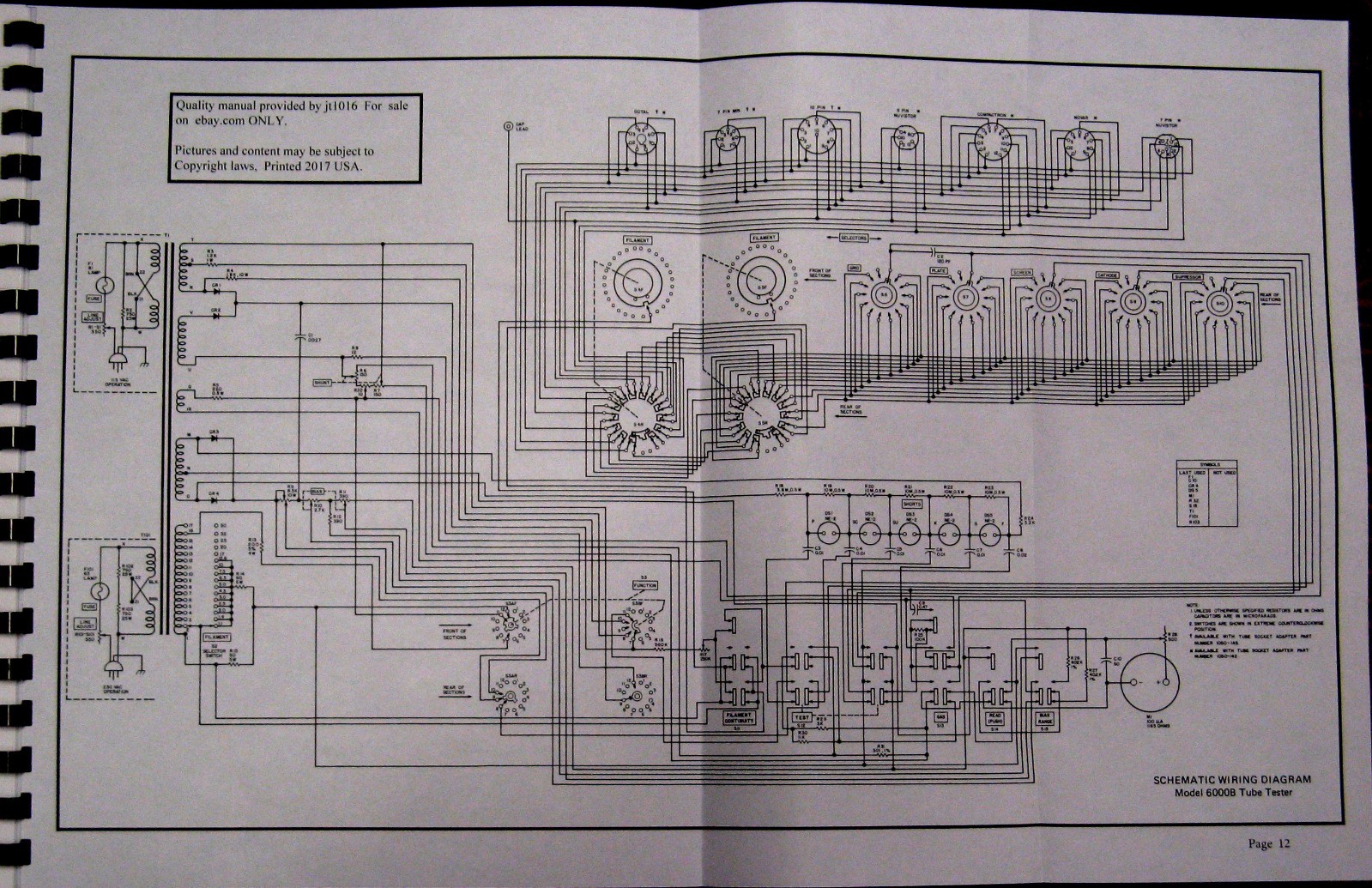 *USA* True Hickok 6000B Dynamic Tube Tester Complete Instruction Manual ...