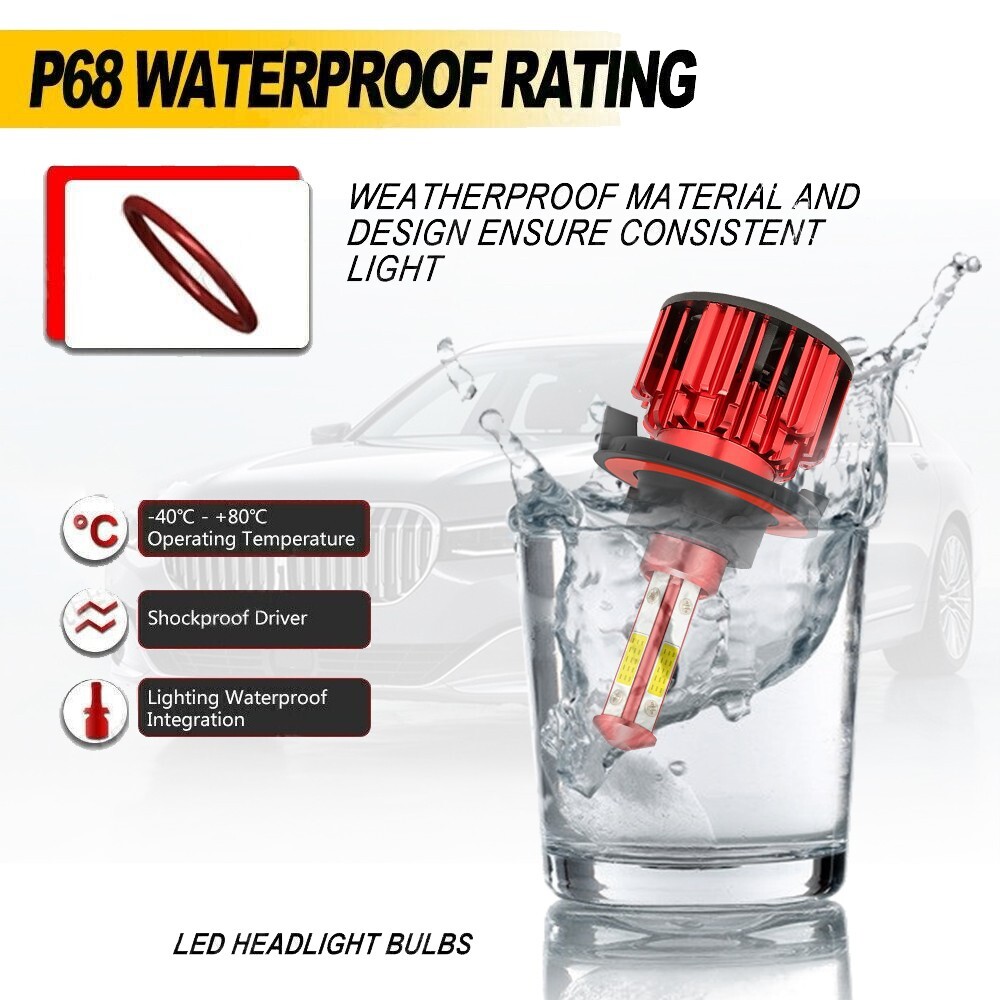 4PCS H13+H13 LED Headlight Bulbs Kit 240W 32000LM Hi/Lo Beam Super ...